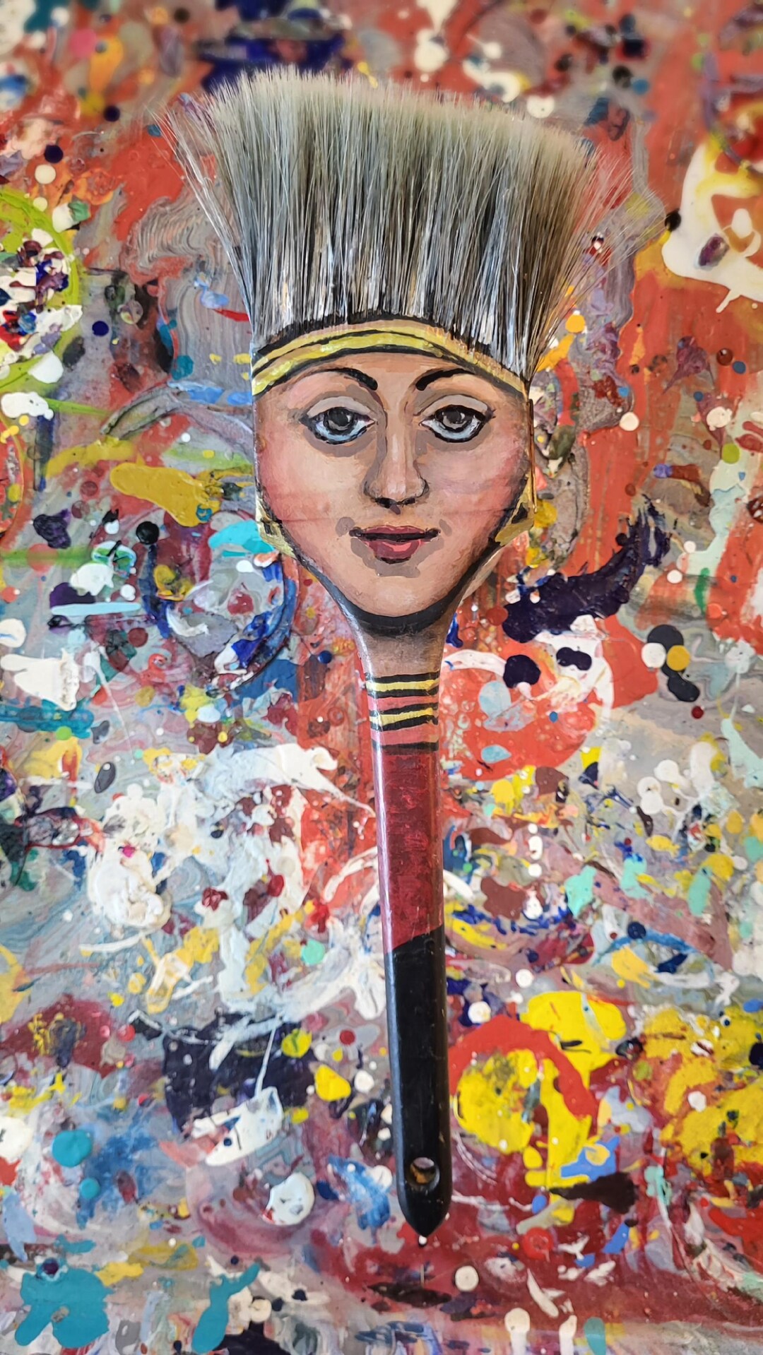 Recycled Painted Paintbrush Faces Art. Aleece - Etsy