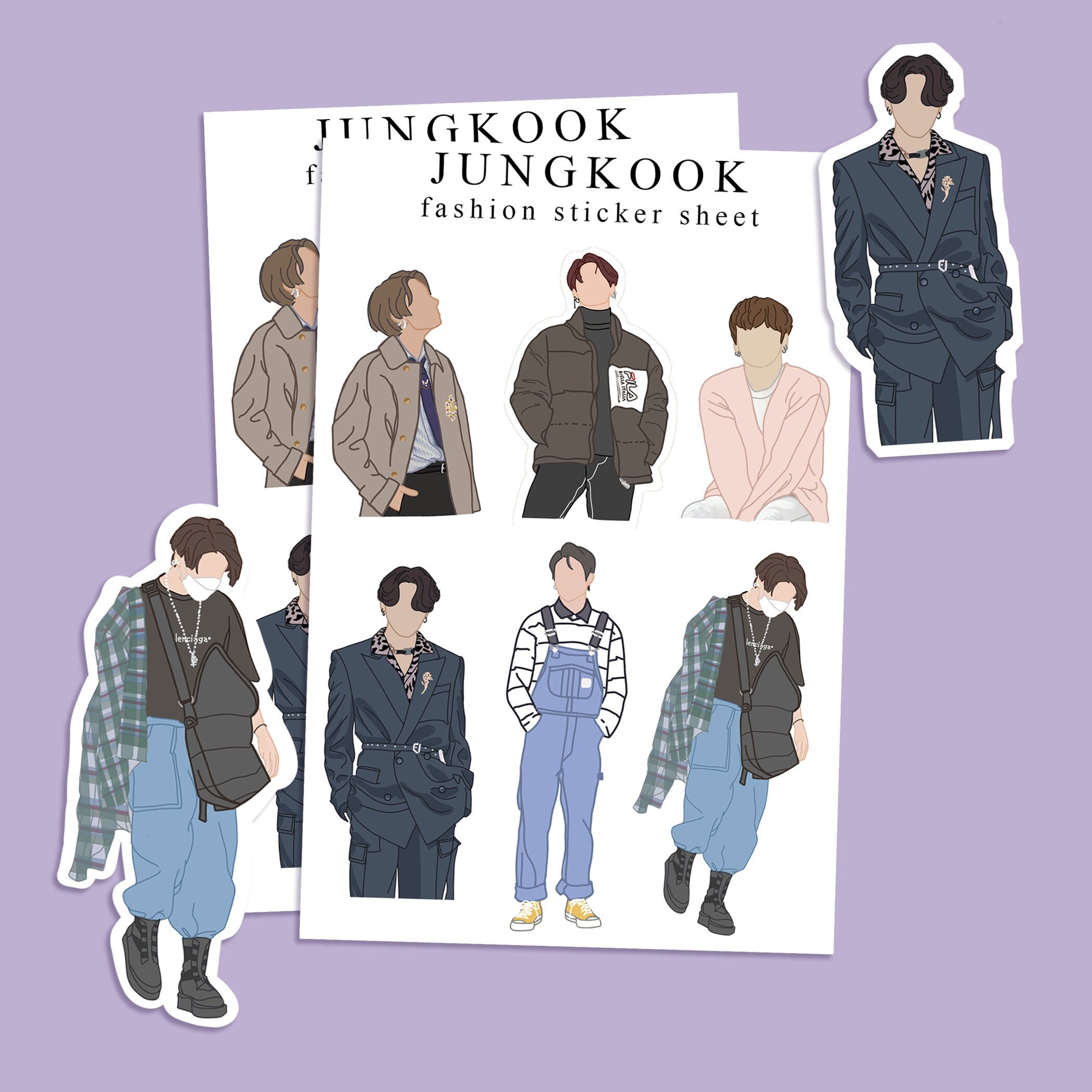 BTS Jungkook Sticker Sheet Journal Planner Penpal - Etsy