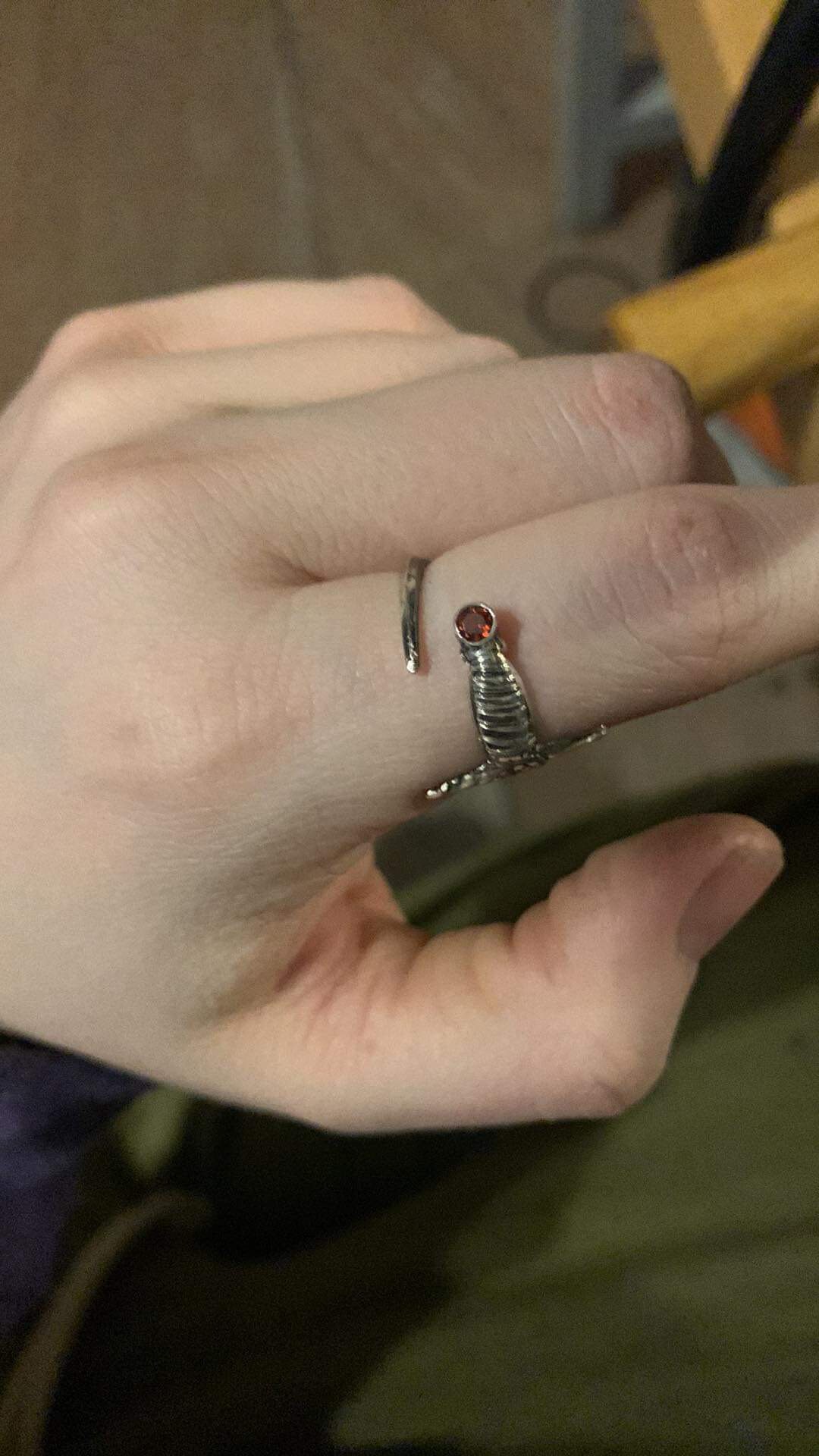 Sterling Silver and Garnet Sword Ring - Etsy