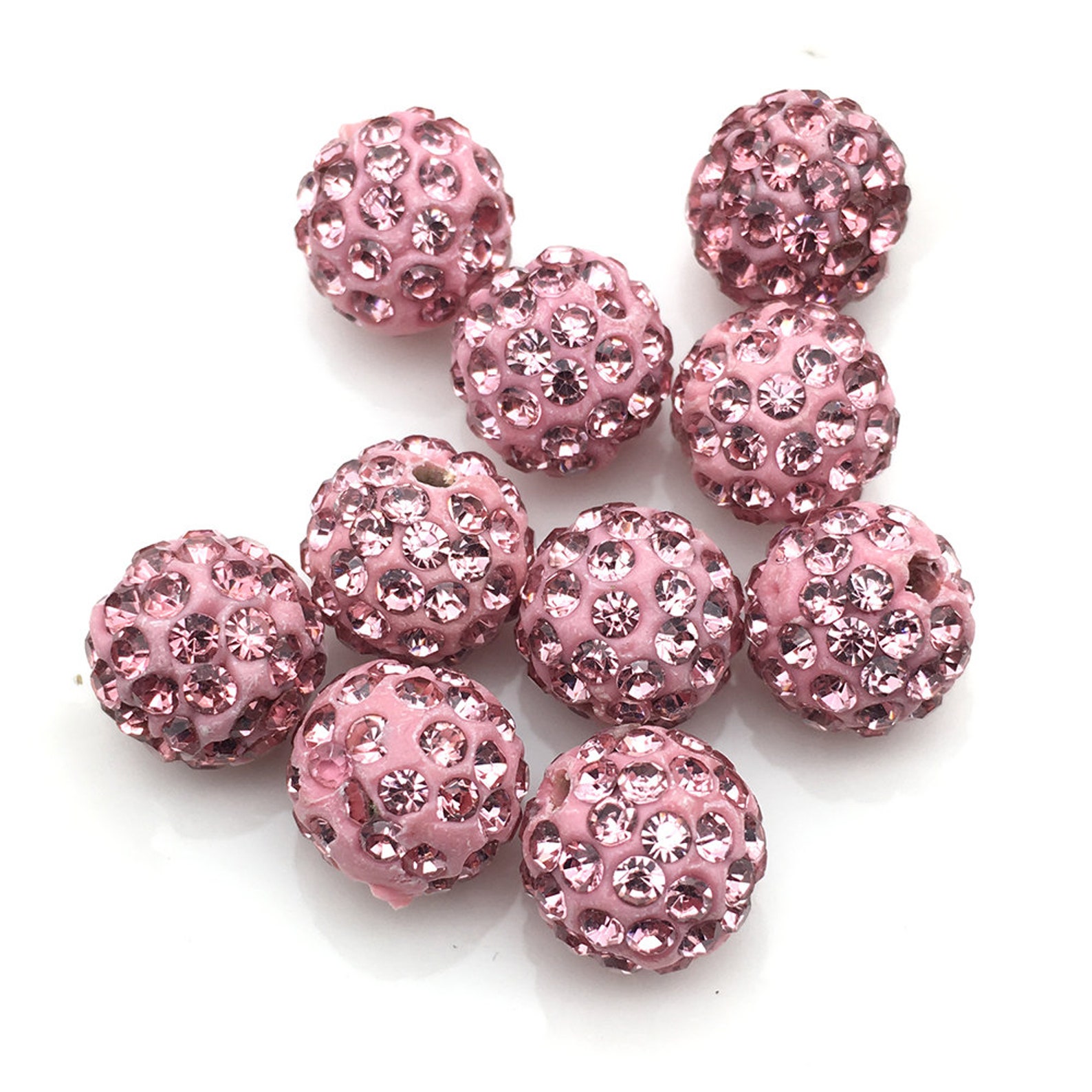20/50/100pcs Pink Grade AAA 6 Rows Crystal Micro Pave Disco Ball ...