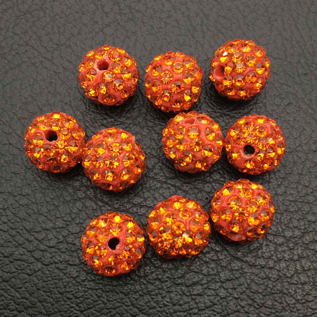 Handmade Orange Color Beads 10mm Disco Ball Beads Polymer Clay Beads ...