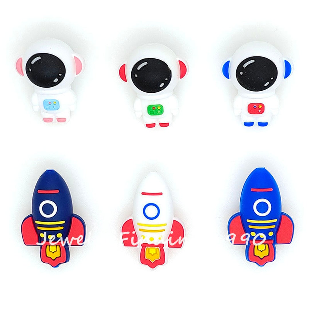 Rocket Silicone Beads, Spaceman Focal Beads, Bulk Silicone Beads, Loose ...
