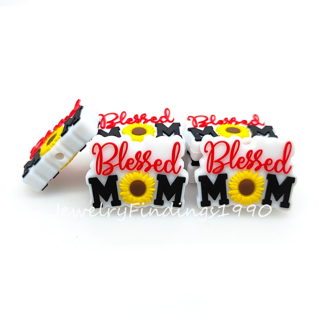 Sunflower Blessed Mom Silicone Beads, Focal Beads, Silicone Beads ...