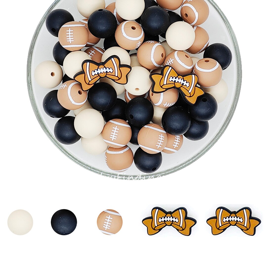 Football Focal Beads Mix 15mm Silicone Beads,print Beads,assorted ...