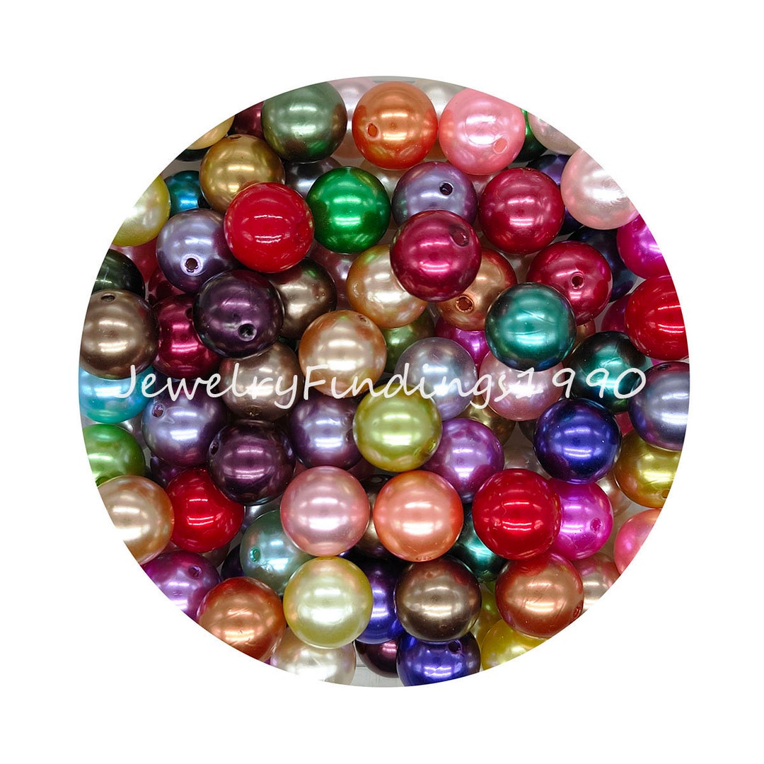 Mixed Lot 20mm Faux Pearl Beads, Chunky Acrylic Beads, Bubblegum Beads ...