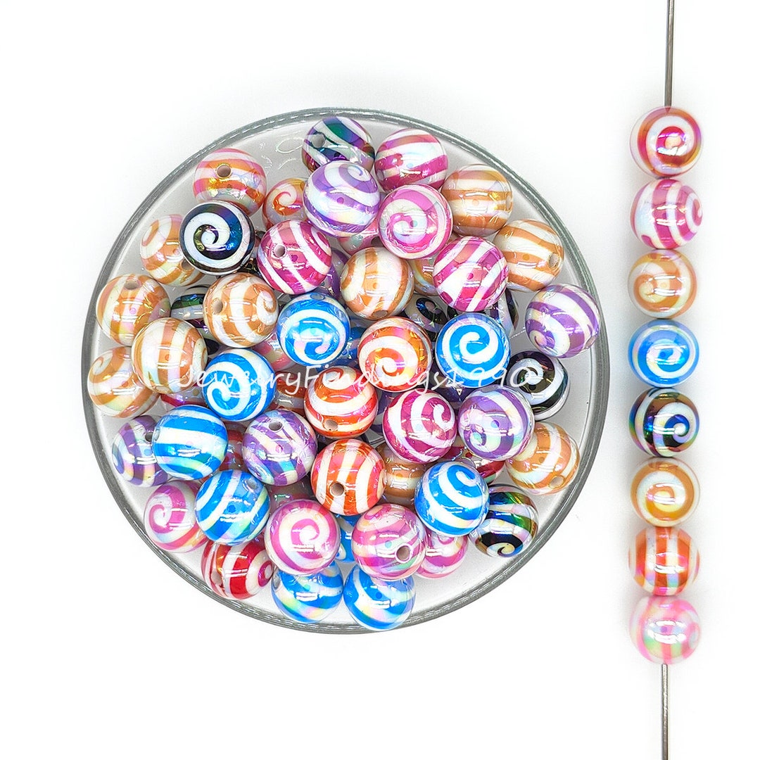 Mixed Color Swirl Acrylic Bubblegum Beads,16/20mm Round Resin Beads ...