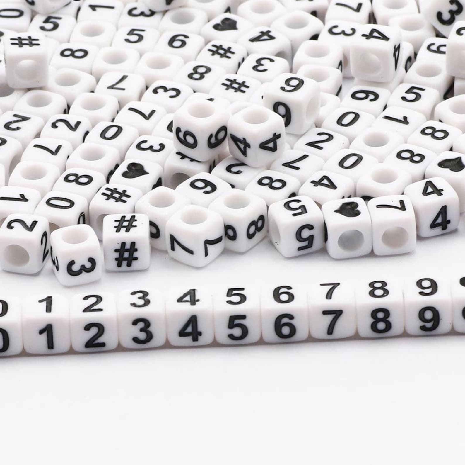 6MM Mix Number Acrylic Beads Square Beads Jewelry Making | Etsy