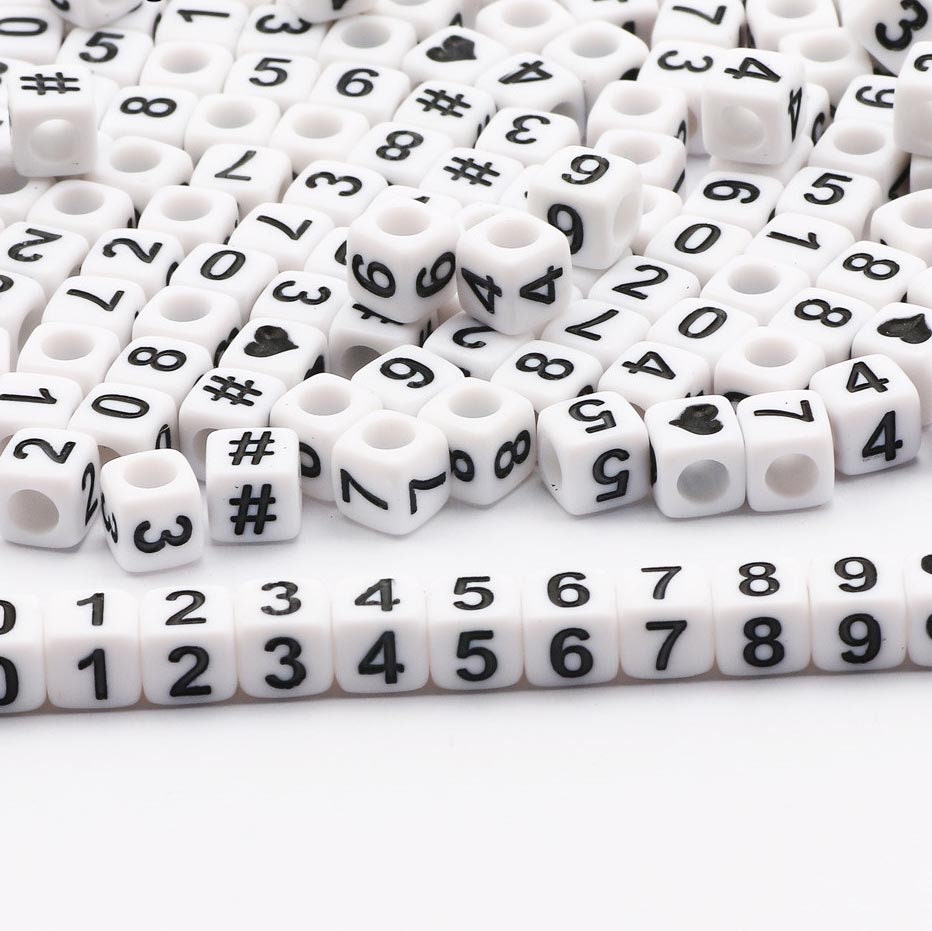 6MM Mix Number Acrylic Beads Square Beads Jewelry Making | Etsy