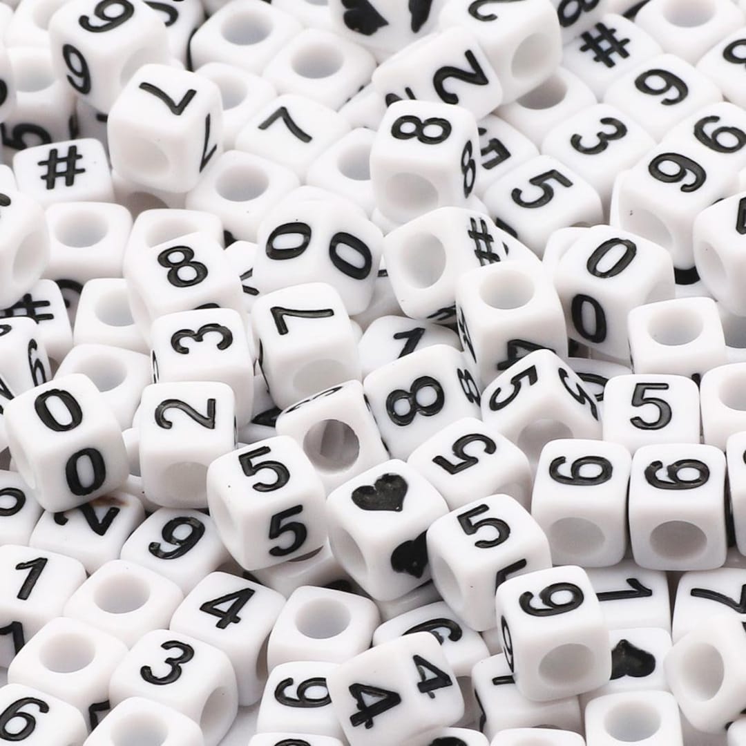 6MM Mix Number Acrylic Beads, Square Beads, Jewelry Making, DIY ...