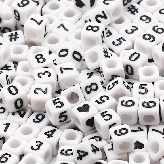 6MM Mix Number Acrylic Beads Square Beads Jewelry Making | Etsy