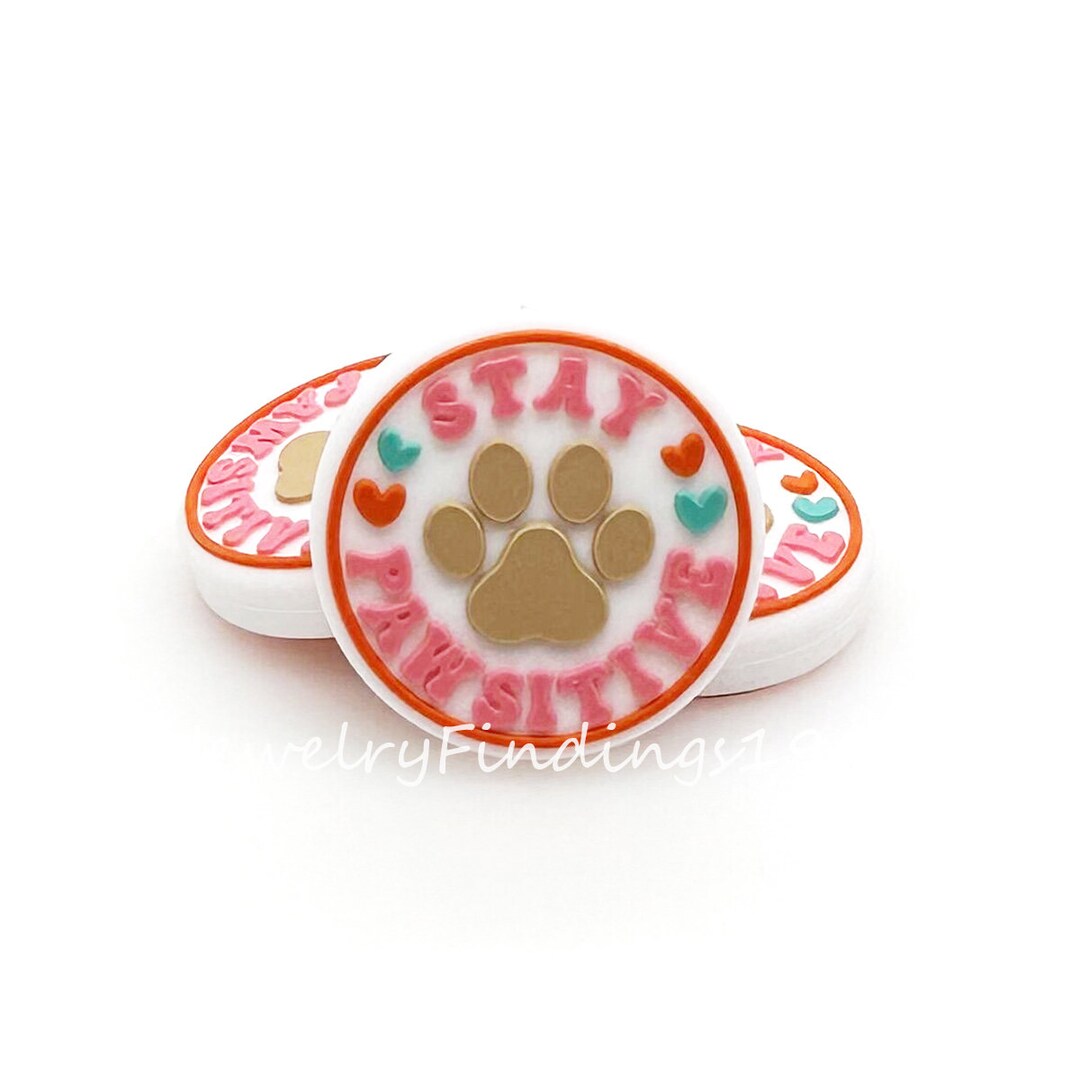 Dog Paw Focal Silicone Beads Stay Pawsitive Silicone Beads - Etsy