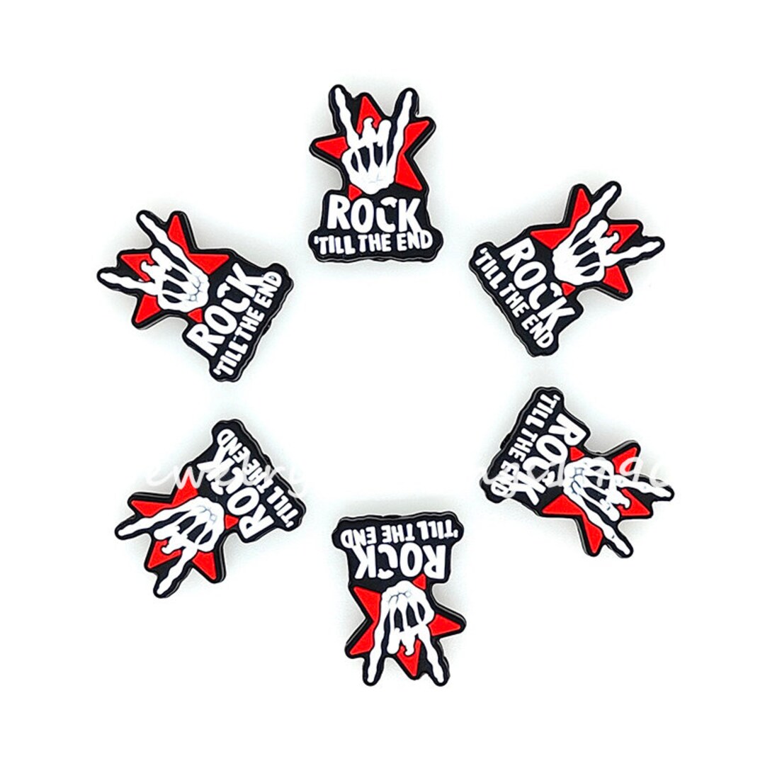 Skeleton Hand Focal Silicone Beads, Charm Beads, Rock Till the End ...