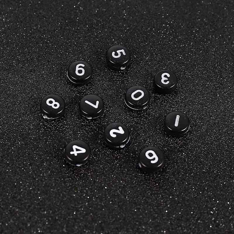 Number Beads, Acrylic Black Number Beads, Loose Beads, Plastic Mix ...