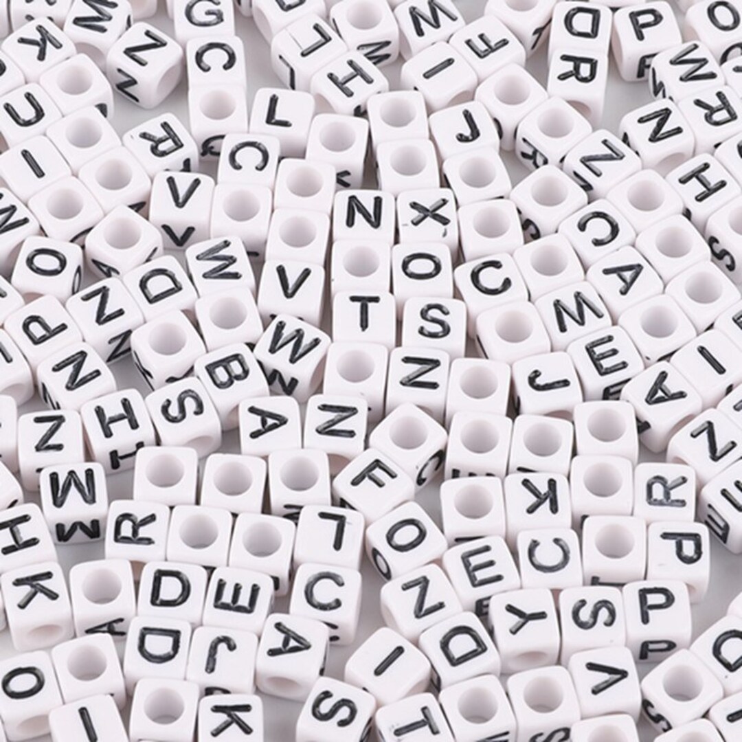 10MM Cube White Letter Beads, 100/300/500pcs Acrylic Letter Beads ...