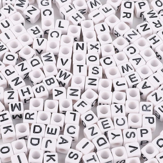 10MM Cube White Letter Beads 100/300/500pcs Acrylic Letter | Etsy