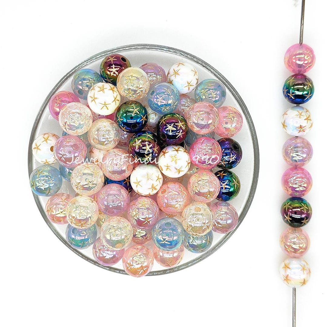 16mm Carved Star Gumball Acrylic Beads,round Loose Beads,bubblegum ...