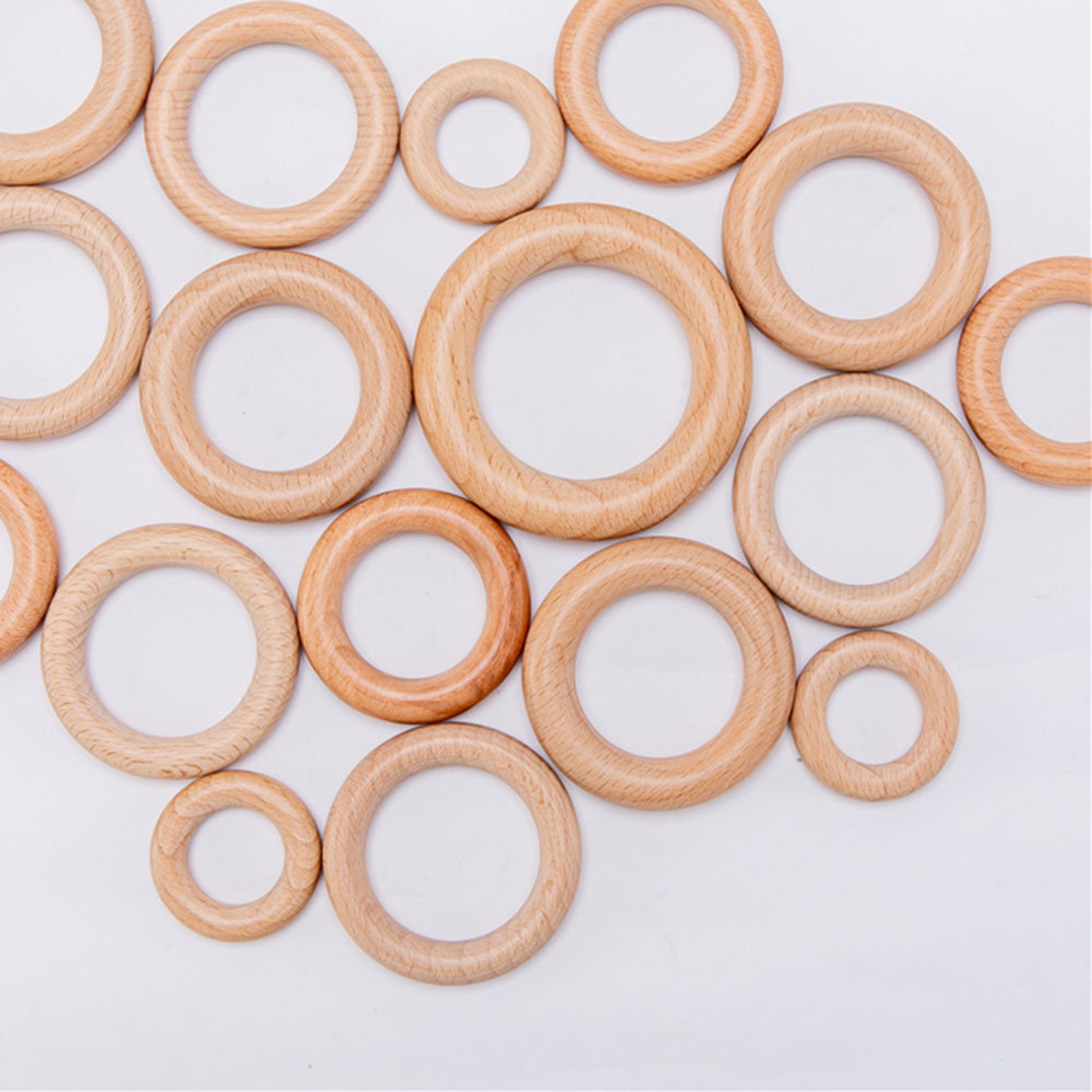40-80mm Wooden Ring, Beech Wood Ring, Natural Unfinished Round Wooden ...