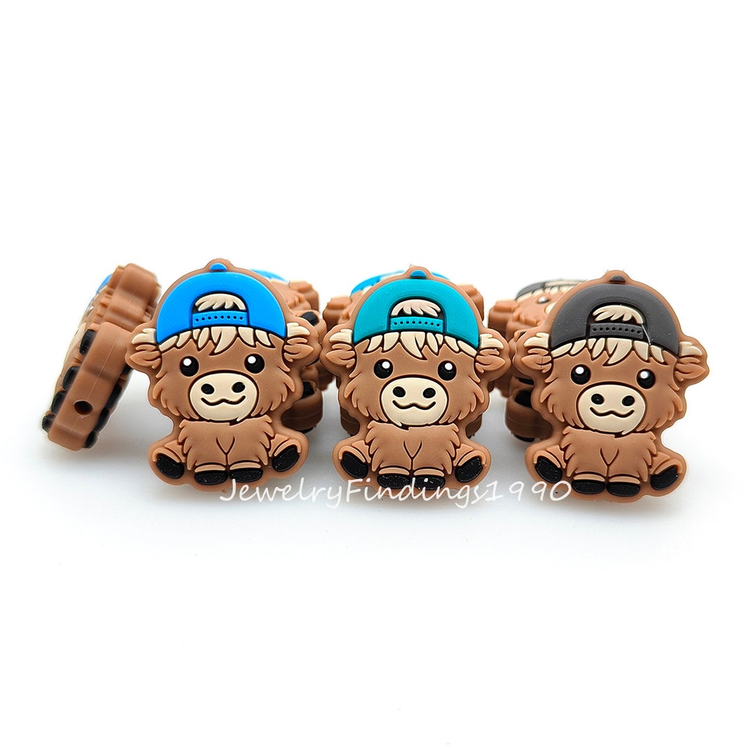 Highland Cow Focal Beads,boy Cow Silicone Beads,sitting Cow Silicone ...