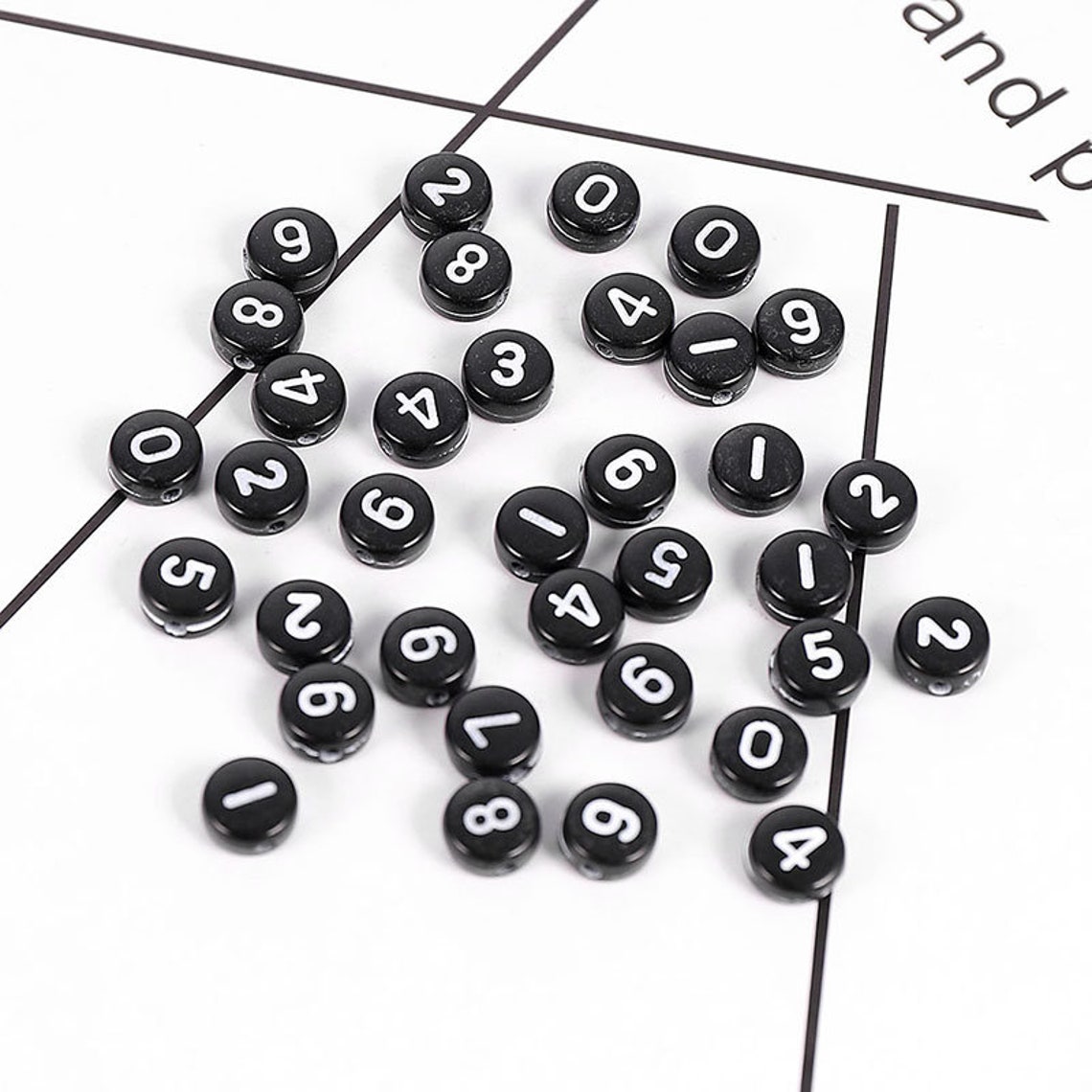 Number Beads Acrylic Black Number Beads Loose Beads Plastic - Etsy