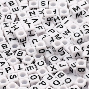 10MM Cube White Letter Beads, 100/300/500pcs Acrylic Letter Beads ...