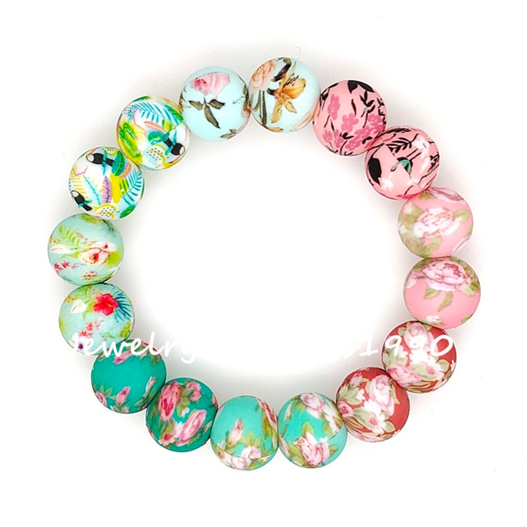 Round Silicone Print Beads, 15mm Round Silicone Beads, Jewelry Beads ...