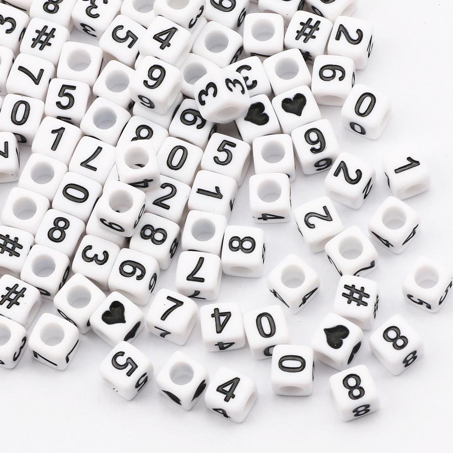 6MM Mix Number Acrylic Beads Square Beads Jewelry Making | Etsy