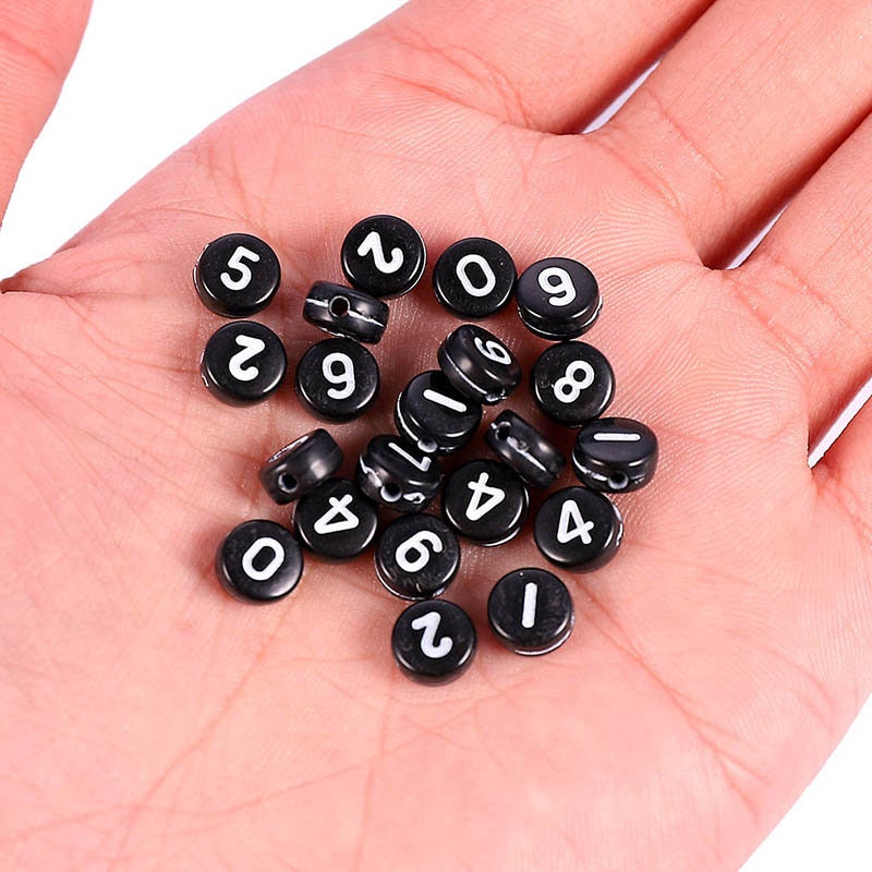 Number Beads Acrylic Black Number Beads Loose Beads Plastic - Etsy