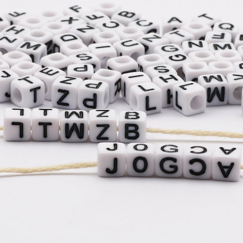 10MM Cube White Letter Beads, 100/300/500pcs Acrylic Letter Beads ...
