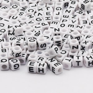 10MM Cube White Letter Beads, 100/300/500pcs Acrylic Letter Beads ...