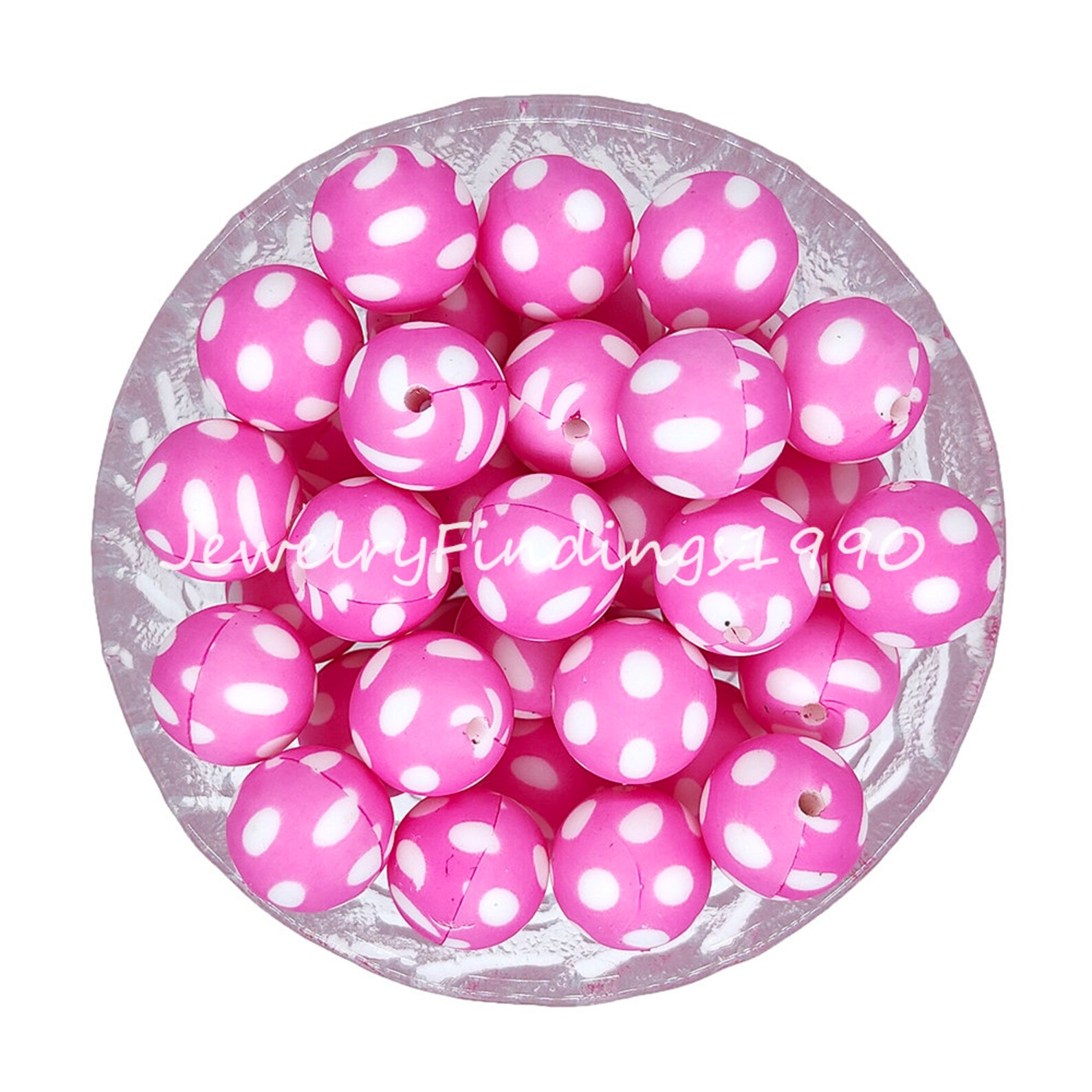 Polka Dot Print Beads, Bracelet Necklace Making, 12/15mm Round Silicone ...