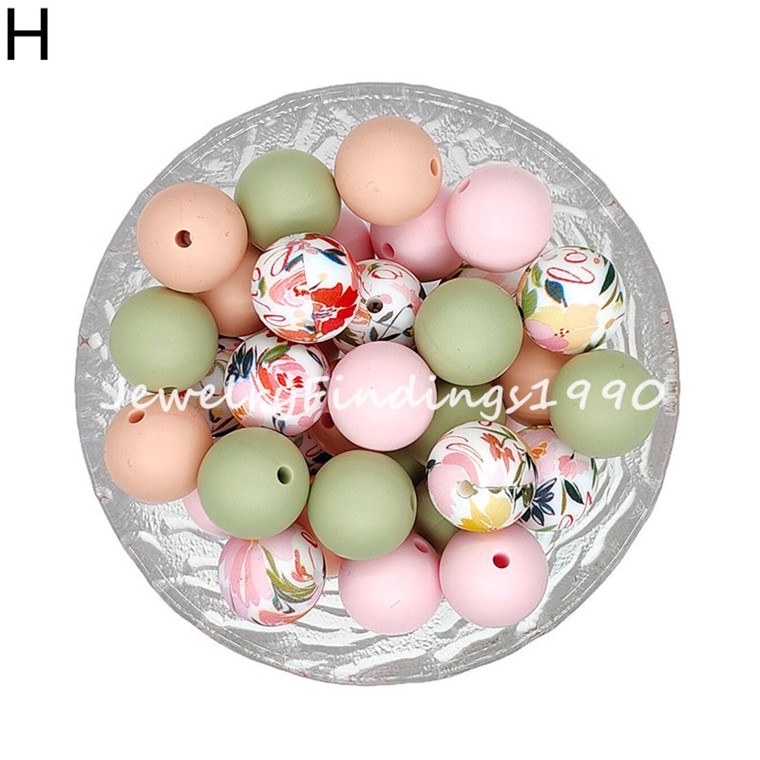 Assorted Colors Beads for Beaded Pen, Round Silicone Beads, 15mm ...