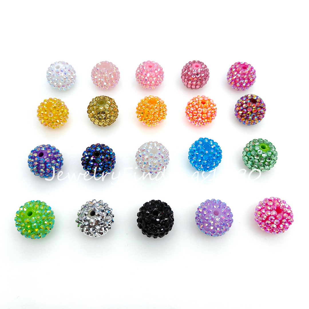 20mm Rhinestone Ball Beads, Disco Ball, Bubblegum Beads, Round Chunky ...