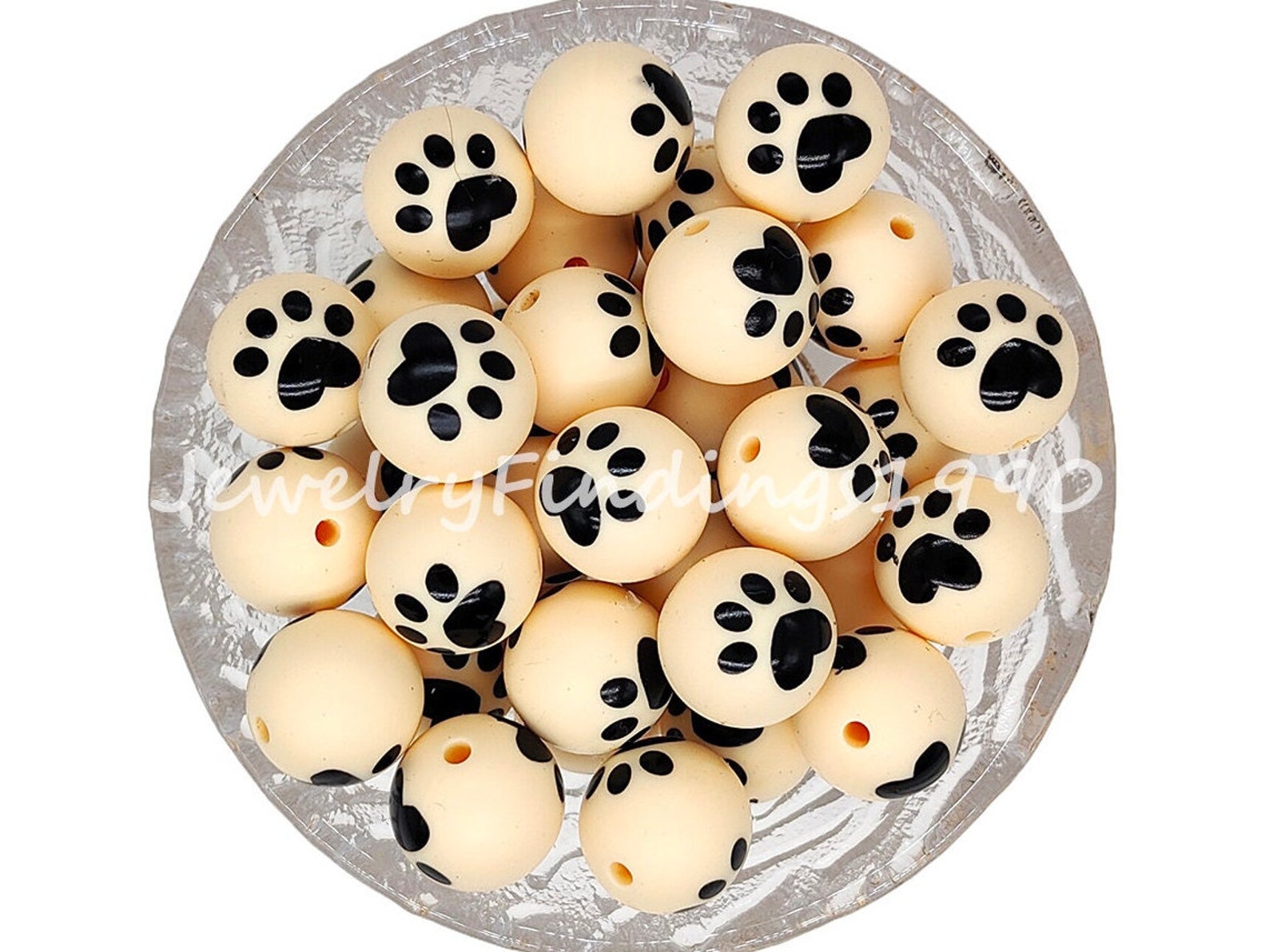 New Dog Paw Print Round Silicone Beads, 15mm Silicone Paw Beads, 20 ...