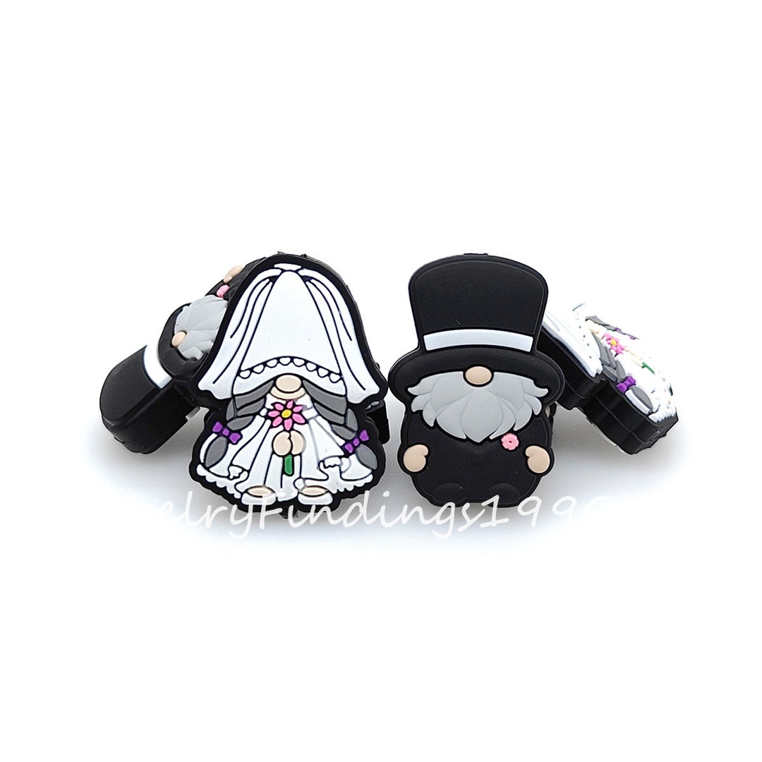 Bride Groom Gnome Focal Silicone Beads, Wedding Gnome Focal Beads, Bulk ...