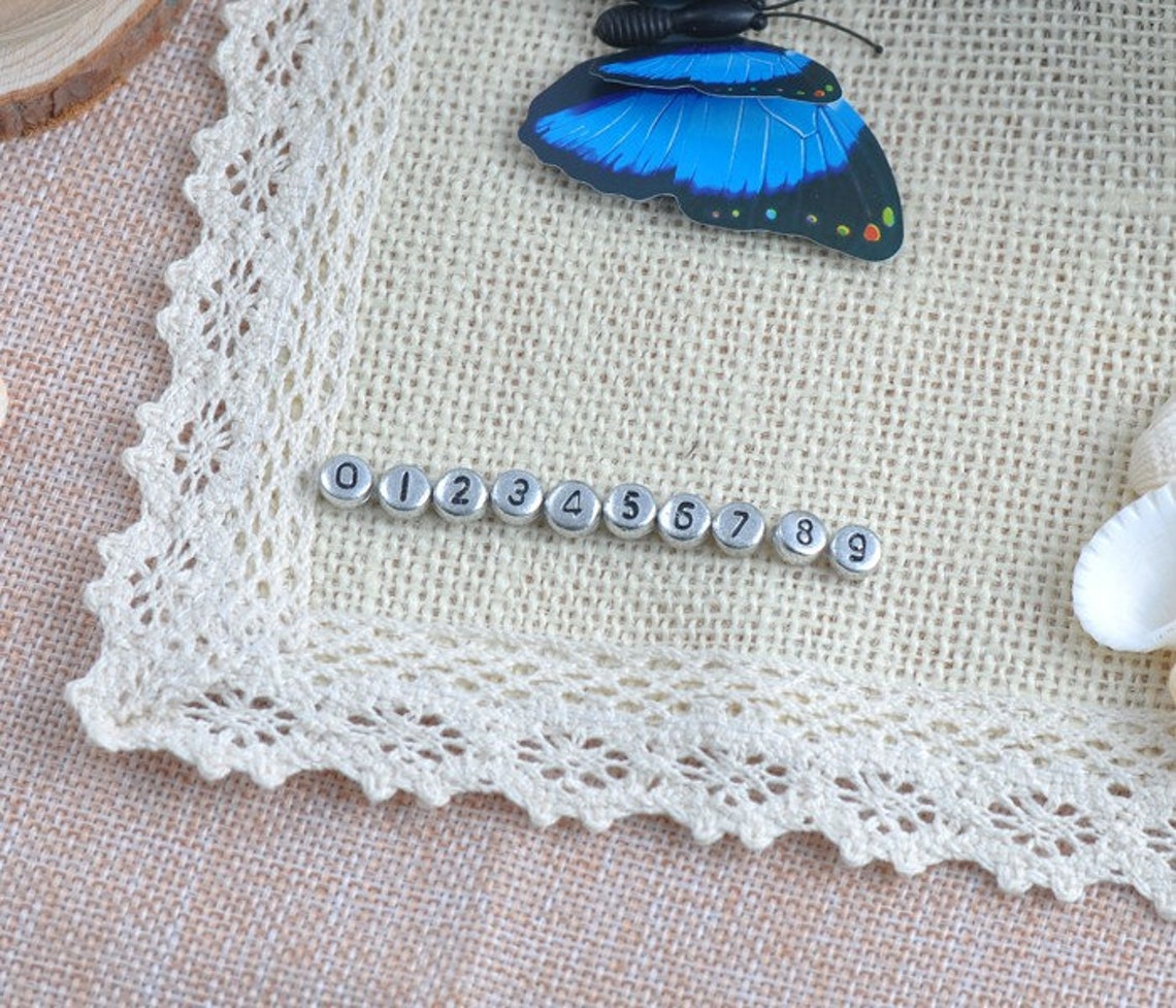 Silver Number Beads Plastic Number Beads Flat Round Acrylic - Etsy