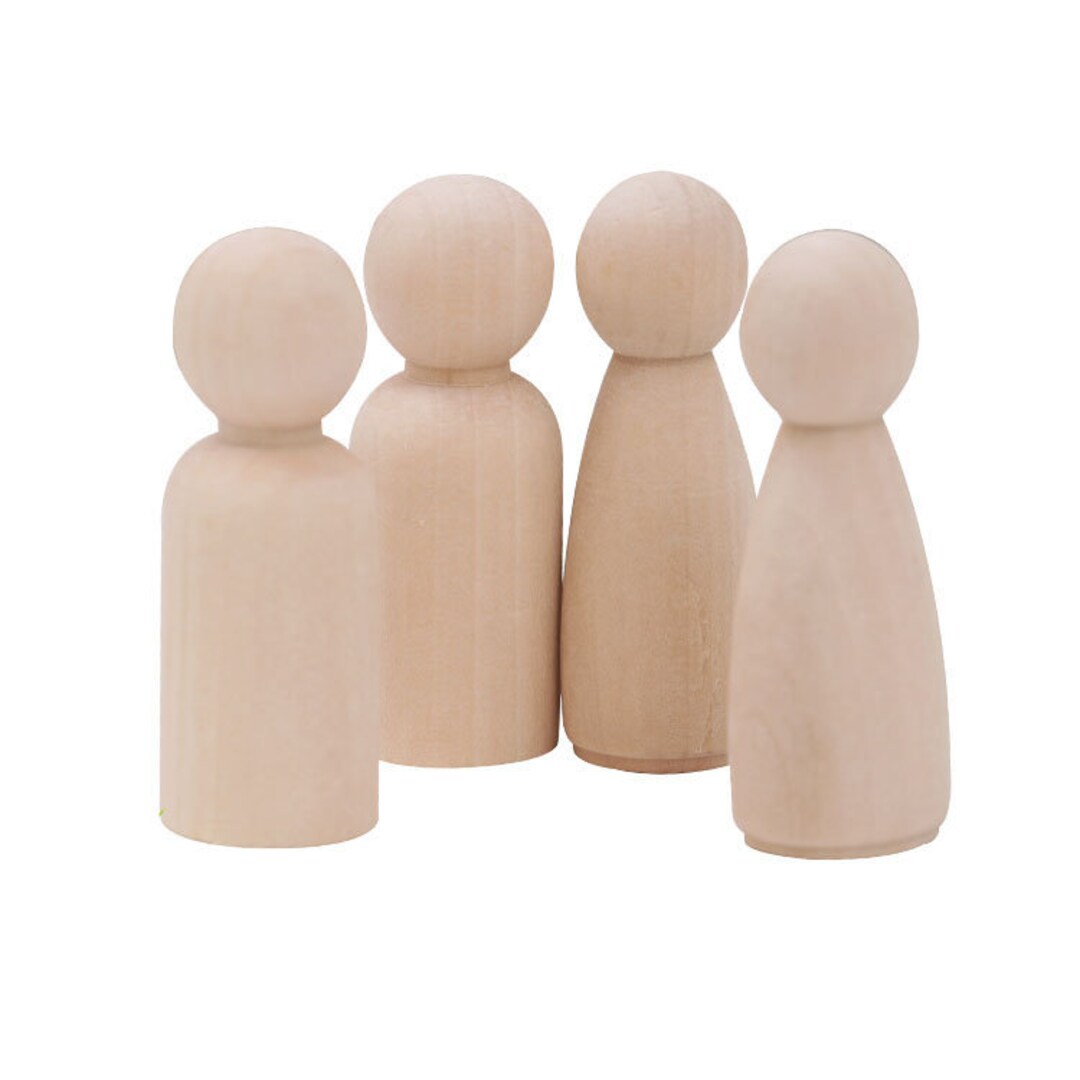 65MM Large Wooden Peg People, Unfinished DIY, Wood Peg Dolls, Paint ...