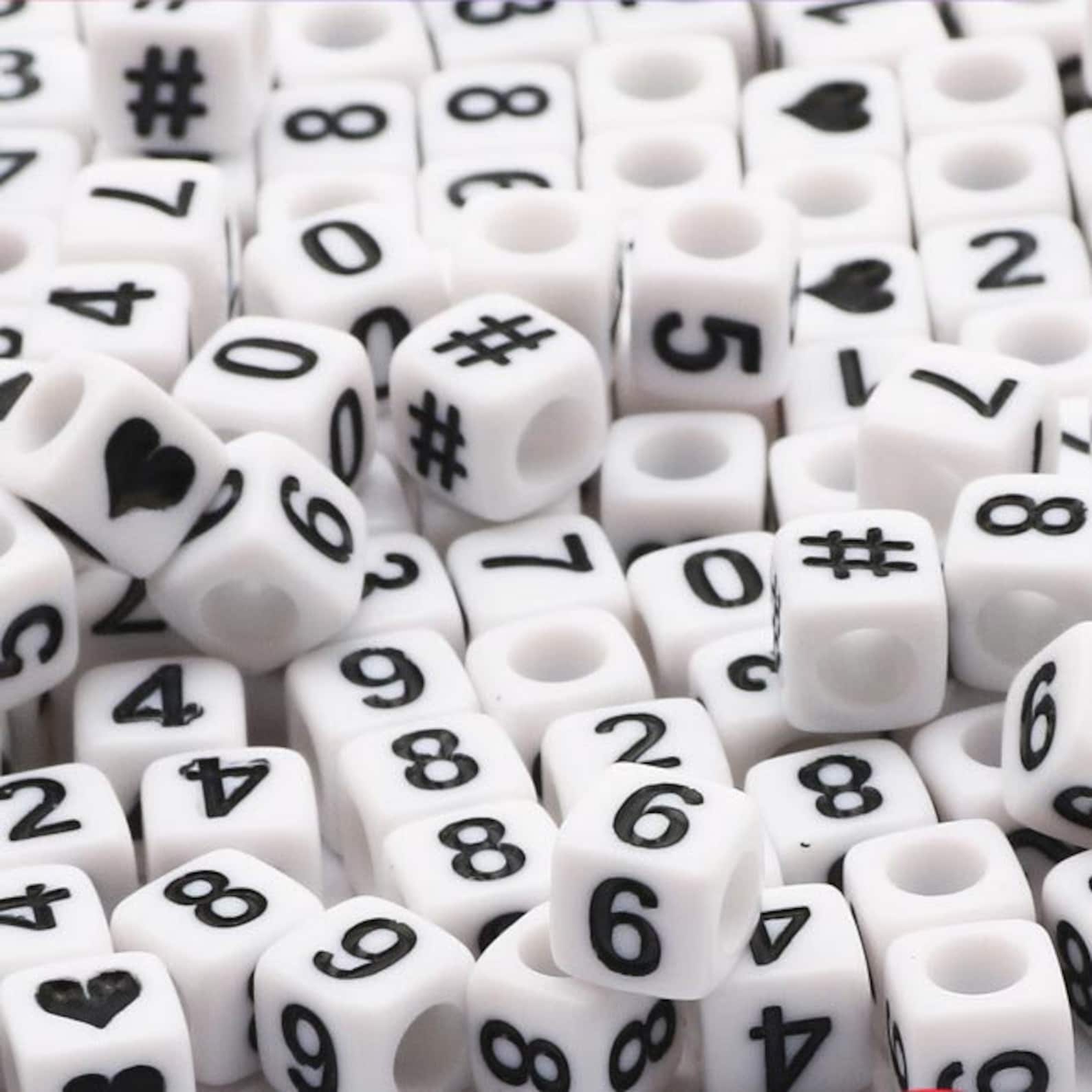 6MM Mix Number Acrylic Beads Square Beads Jewelry Making | Etsy