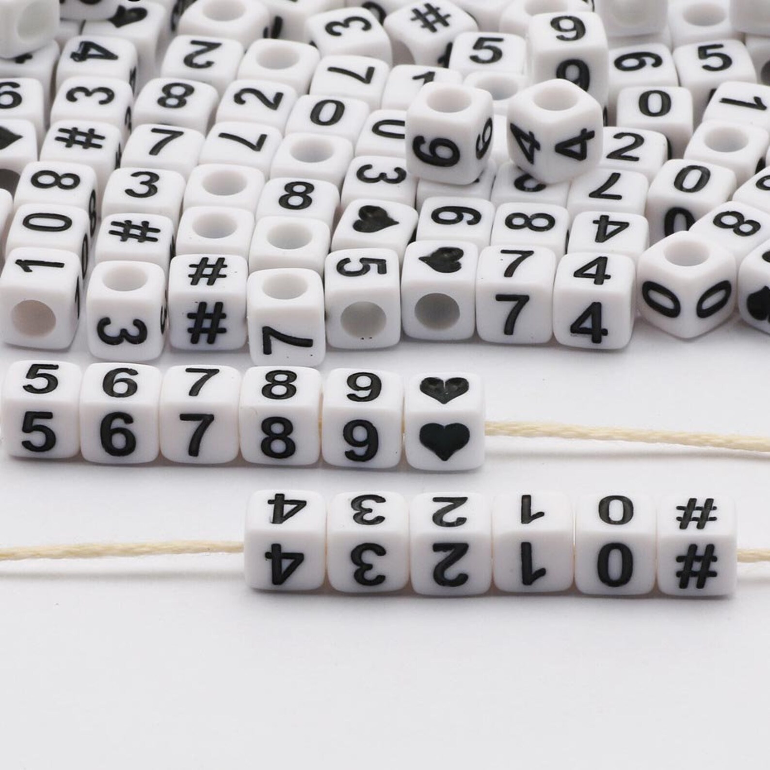 6MM Mix Number Acrylic Beads Square Beads Jewelry Making | Etsy