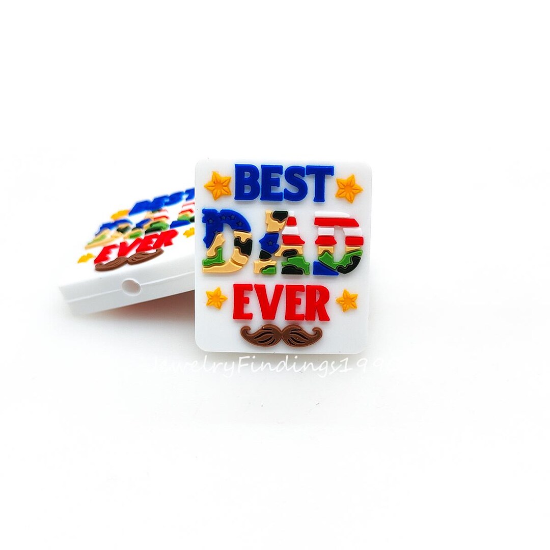 Best Dad Focal Beads,father's Day Silicone Beads,diy Keychain,bulk ...