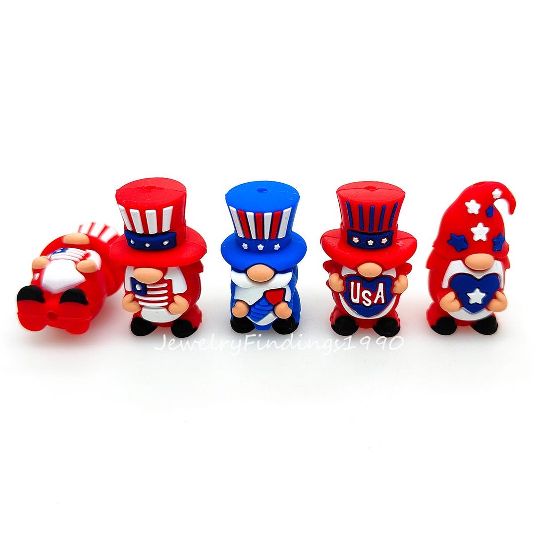 3D Gnome Focal Beads,independence Day Beads,gnome Silicone Beads ...