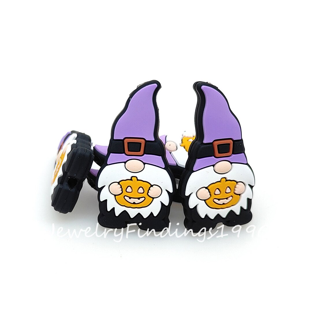 Gnome Focal Silicone Beads, Halloween Pumpkin Gnome Beads, Charm Beads ...