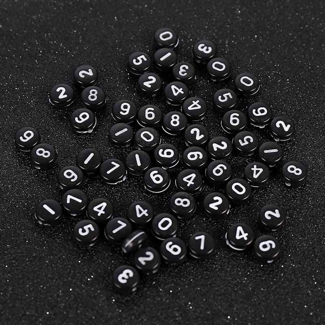 Number Beads, Acrylic Black Number Beads, Loose Beads, Plastic Mix ...