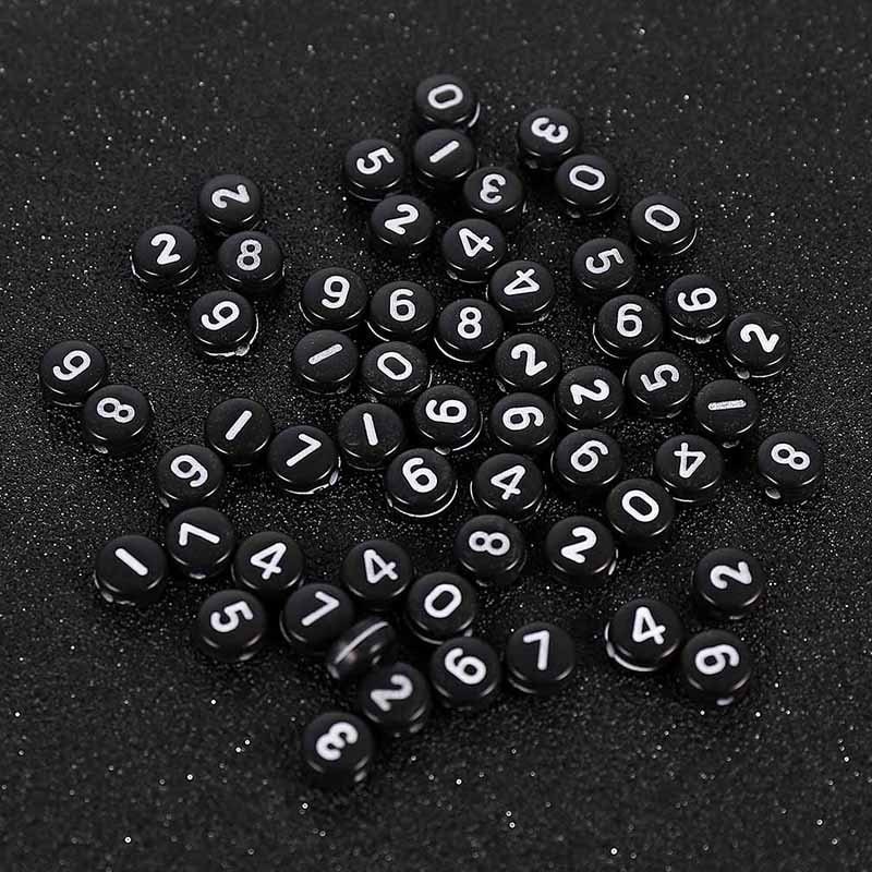 Number Beads, Acrylic Black Number Beads, Loose Beads, Plastic Mix ...