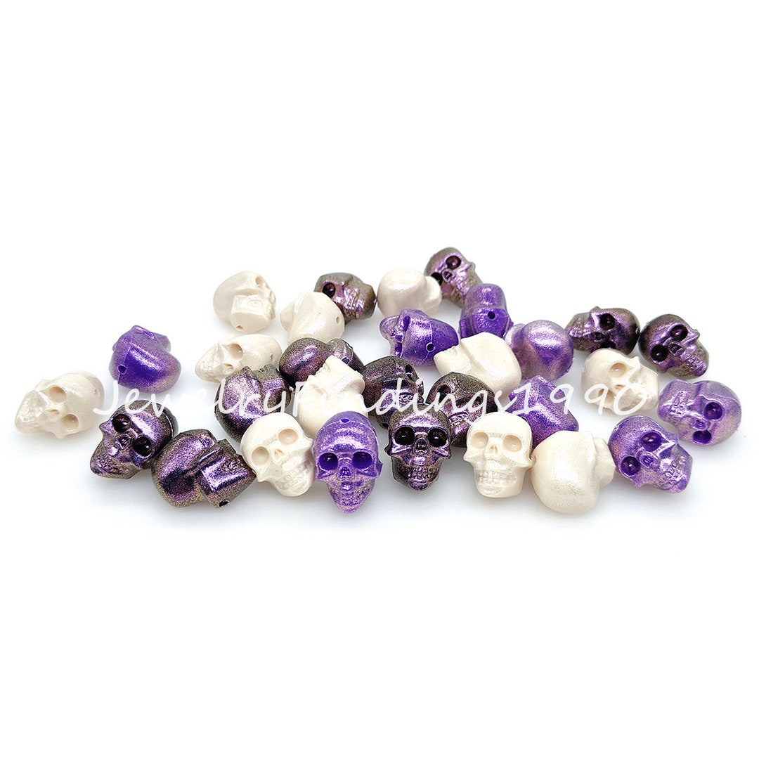 Opal Skull Head Beads, Skull Beads, Halloween Skull Head Silicone Beads ...