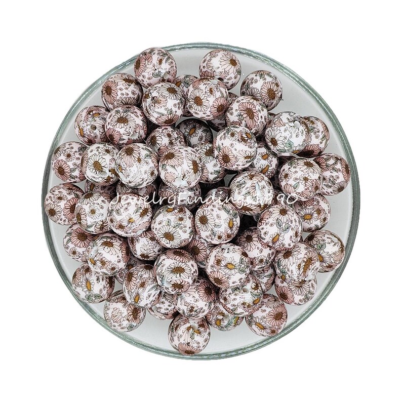 15mm Silicone Beads,round Beads,print Beads,loose Beads,charm Jewelry ...