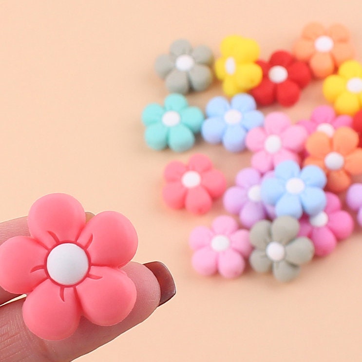Flowers Shape Beads 23mm Random Mixed Color Silicone Beads - Etsy