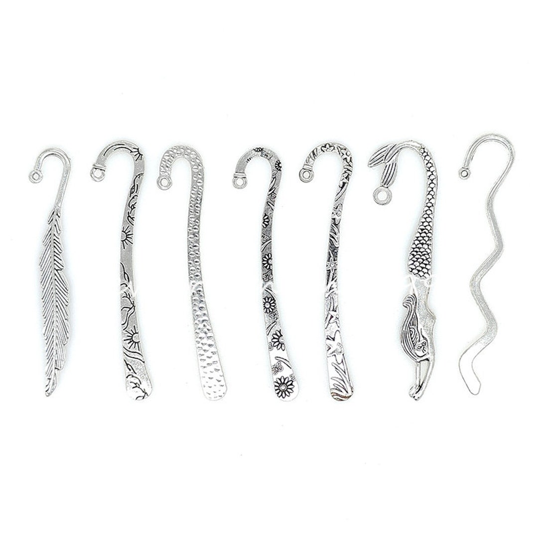 7pcs/lots Assorted Design Antique Tibetan Silver Carved Hook Bookmarks ...