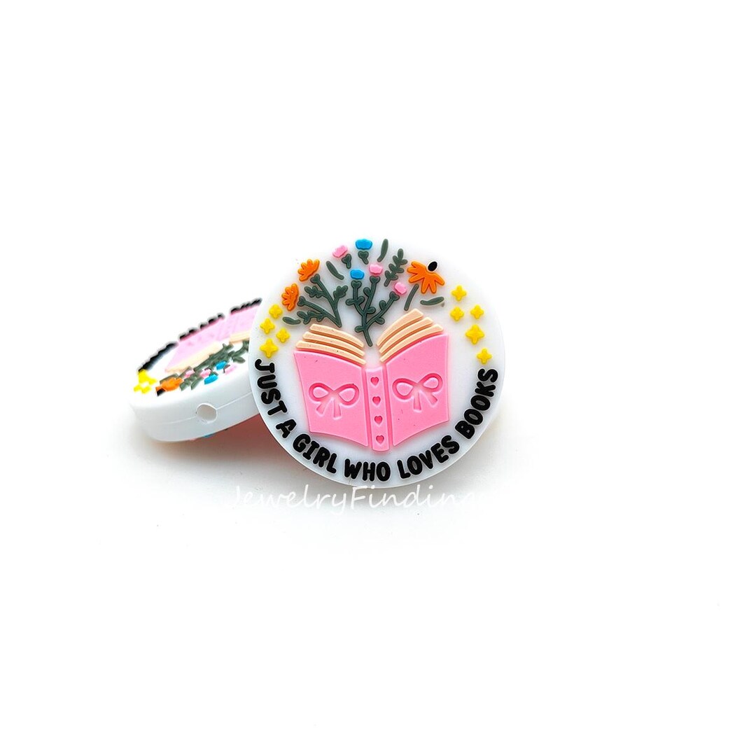 Book Focal Beads,flower Book Silicone Beads,reading Beads,pen Beads - Etsy