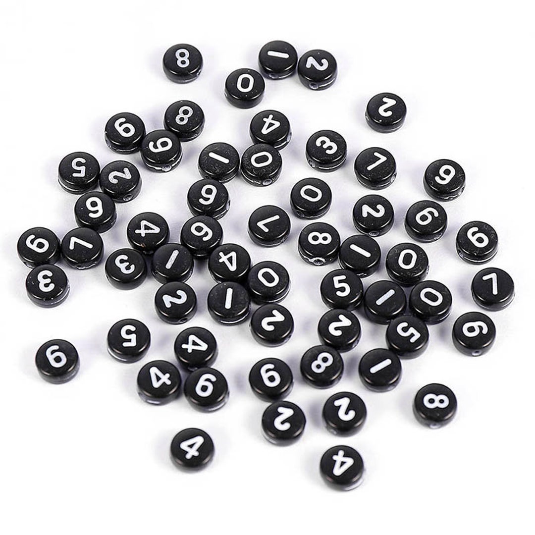 Number Beads, Acrylic Black Number Beads, Loose Beads, Plastic Mix ...