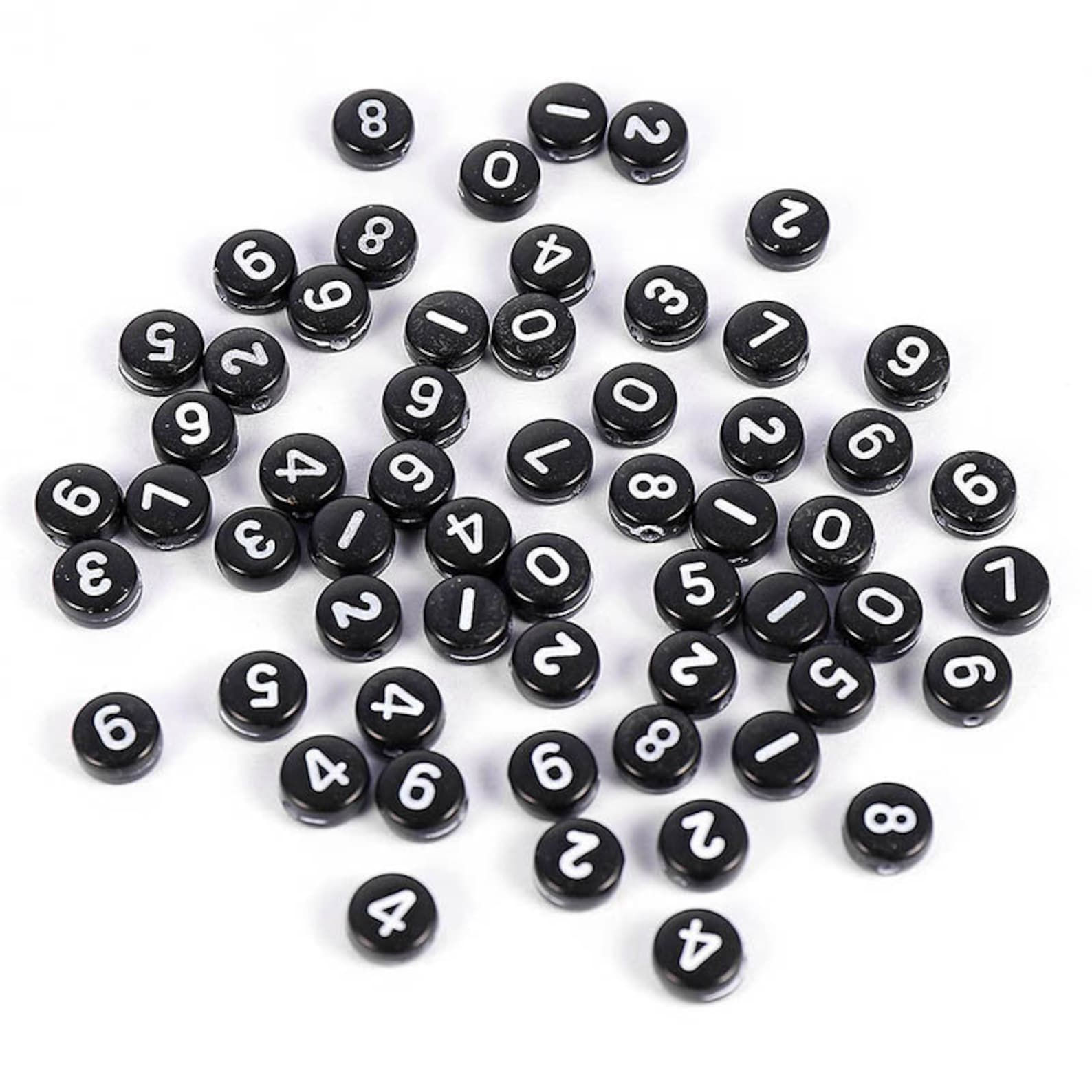 Number Beads, Acrylic Black Number Beads, Loose Beads, Plastic Mix ...